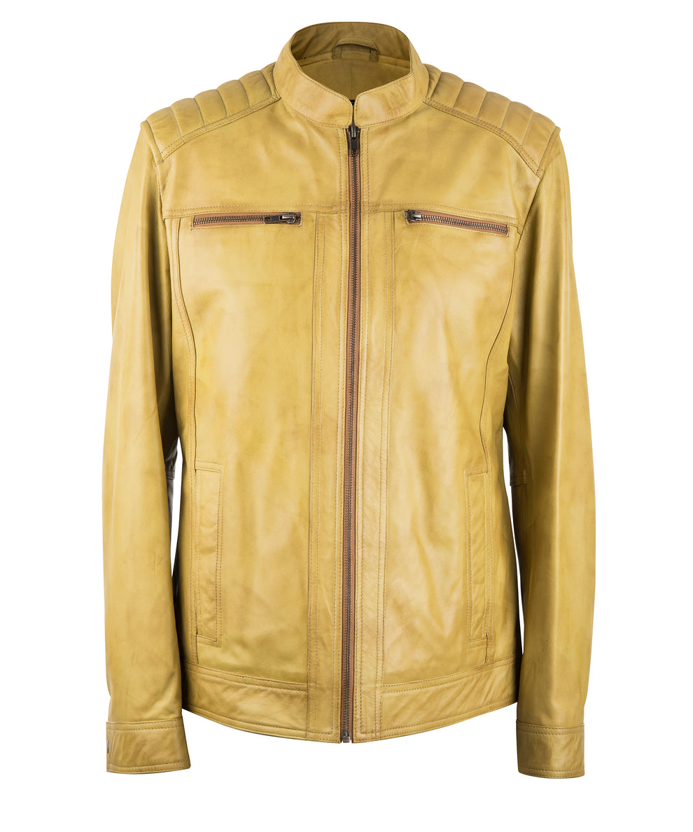 Men's Nube Slim Fit Mustard/Yellow Leather Jacket – Supreme Leather Supply